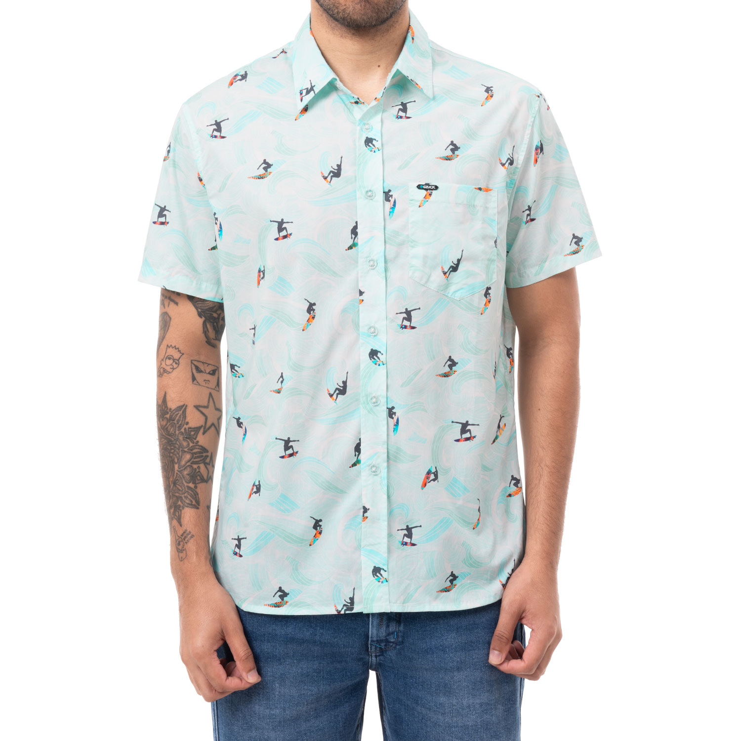 Camisa Full Print. M/C Sulfok Aqua | Gzuck
