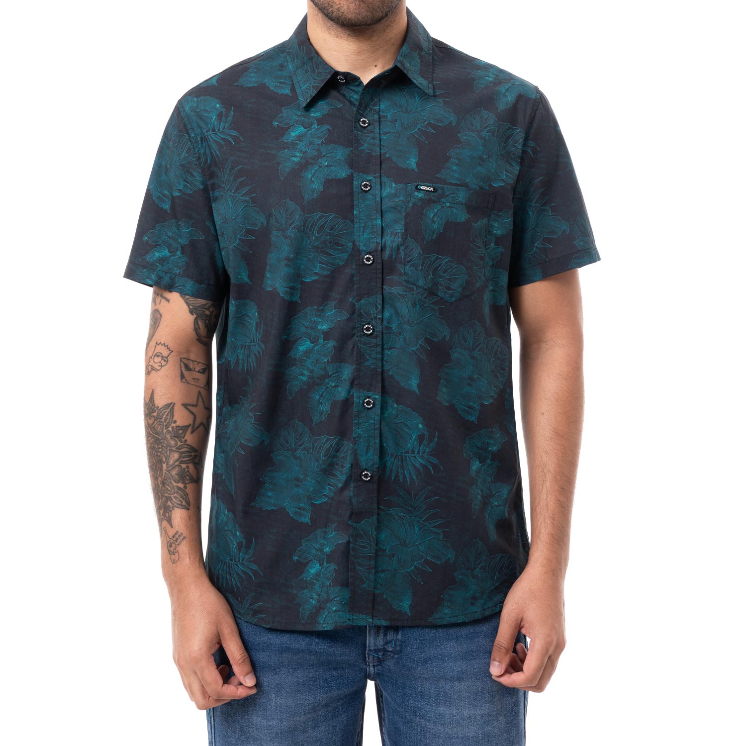 Camisa Full Print. M/C Sulfok Black Blue | Gzuck
