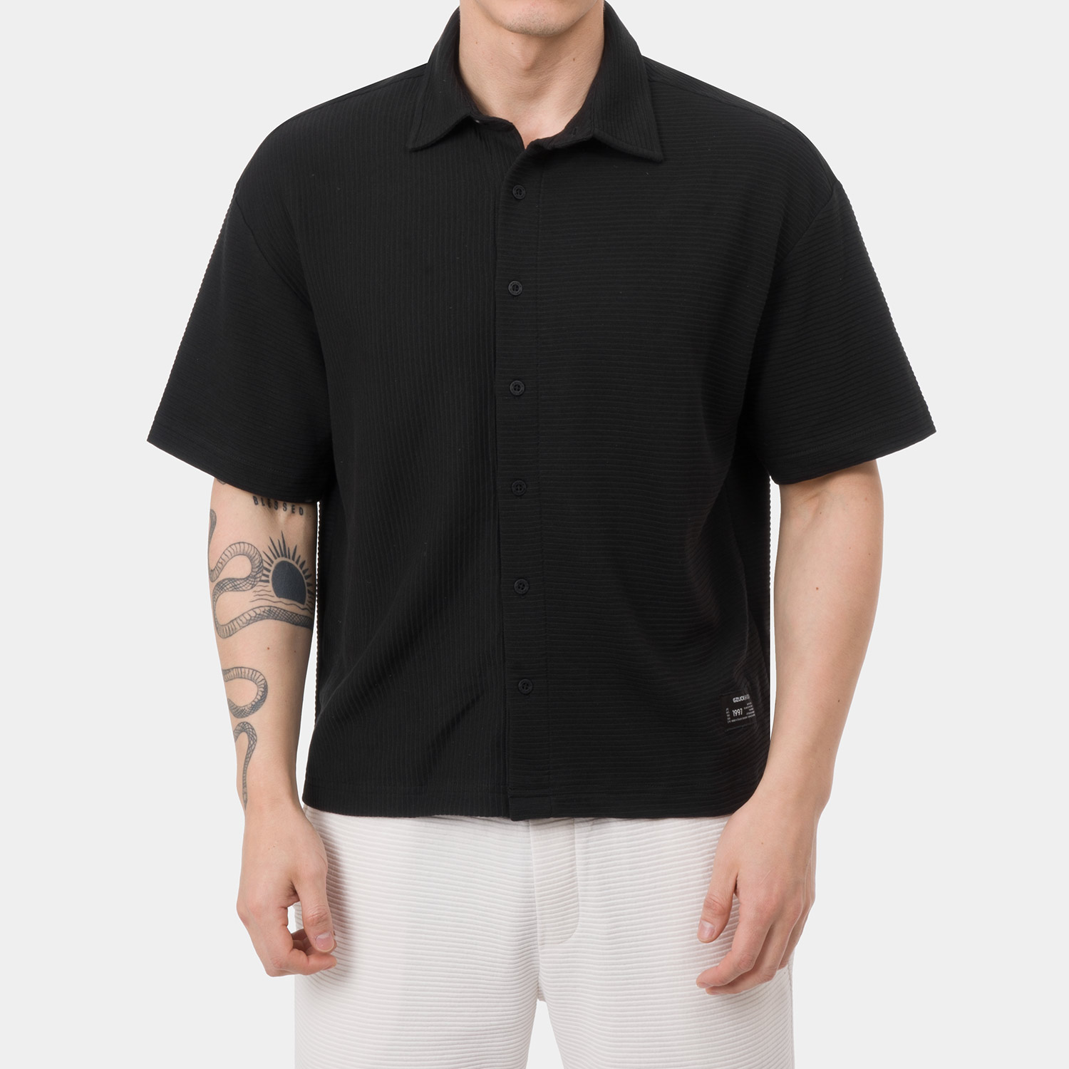 Camisa Rib Ottoman Boxy Fit M/C Otwen Black | Gzuck